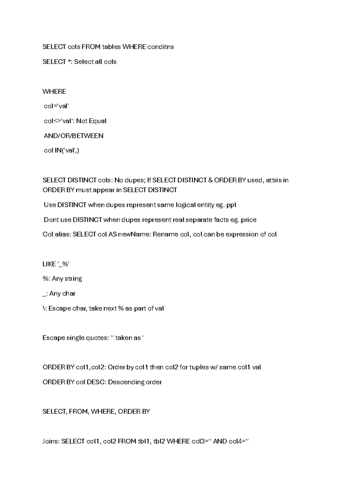 SQL1 - SQL Query Basics and Best Practices Guide - Studocu