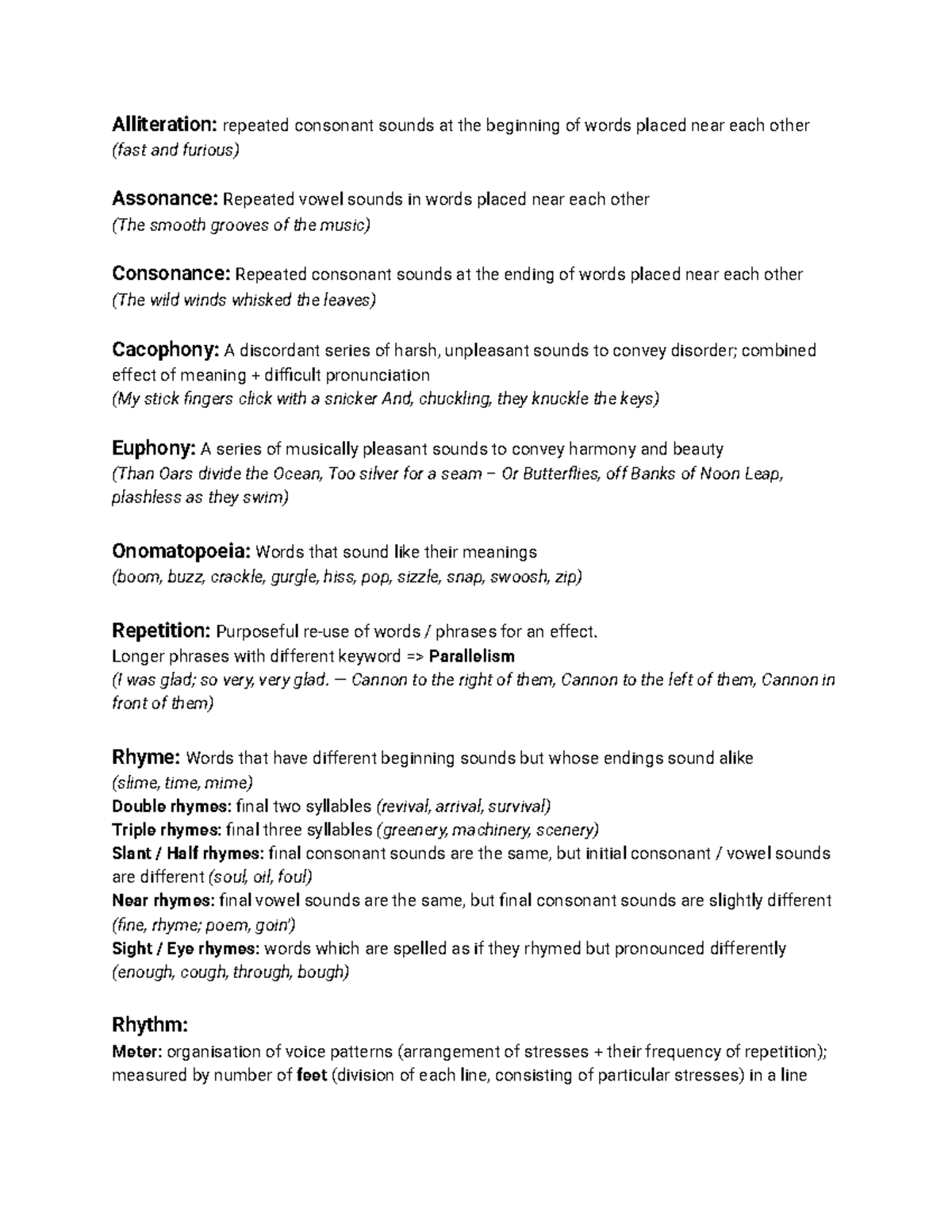 Poetic Devices Overview - ABCD Course Notes - Studocu
