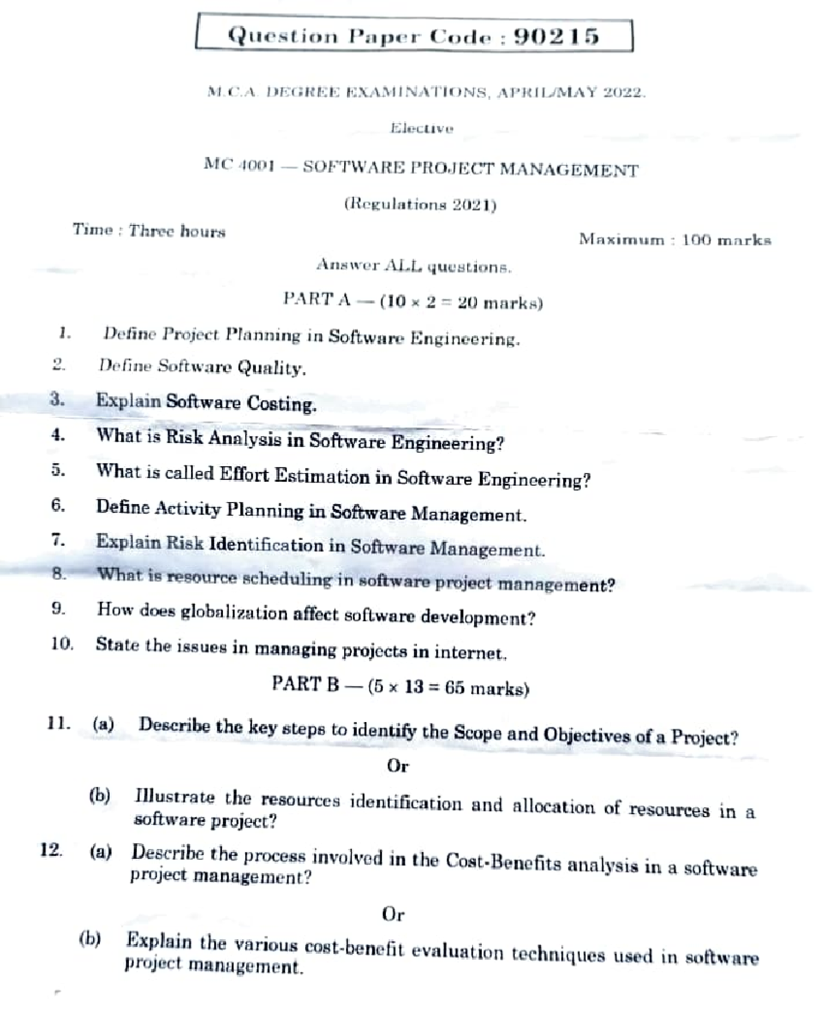 MC4001 SPM - May 2022 Question Paper and Examination Content - Studocu