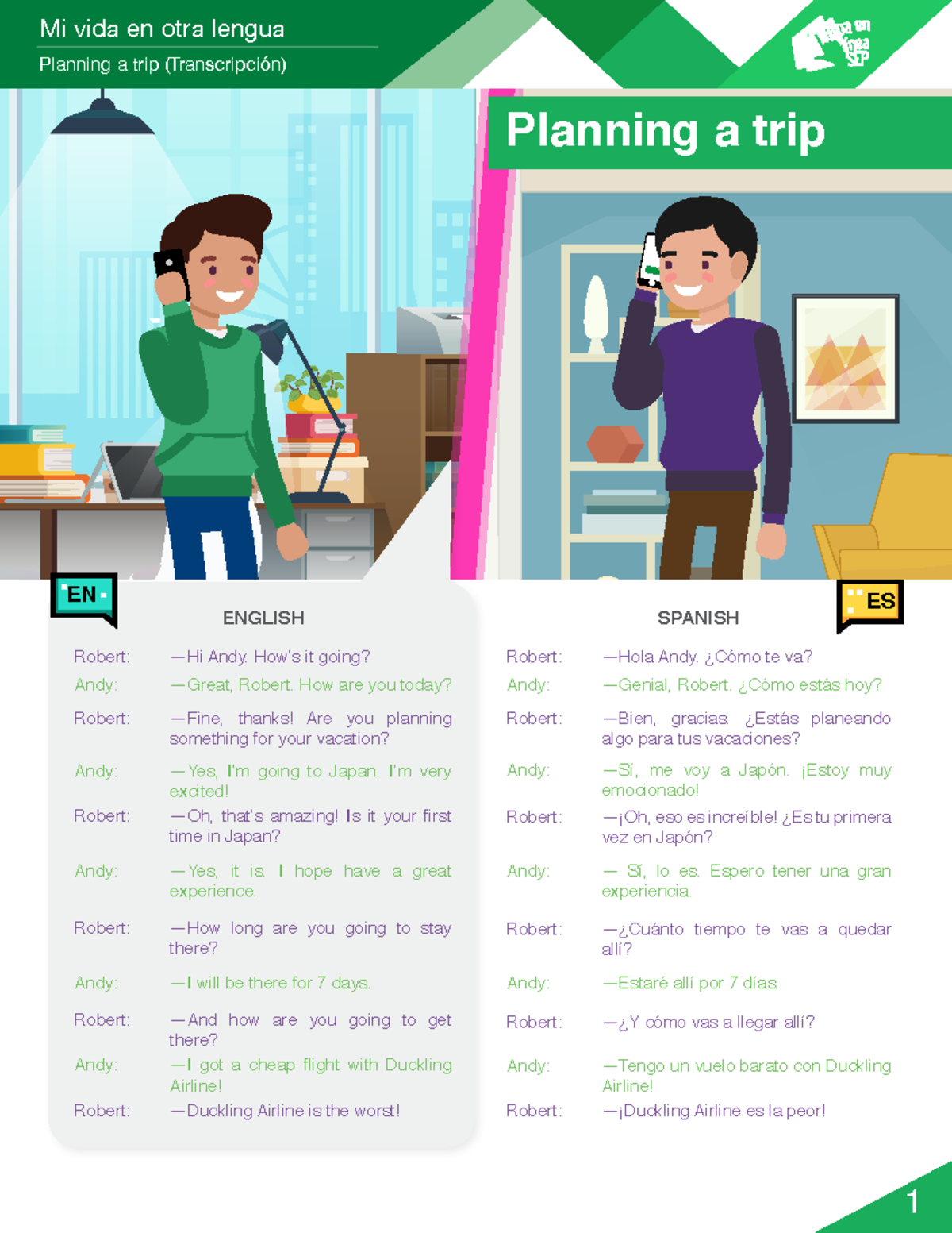 M07 S4 Planning a Trip: Bilingual Dialogue Transcription - Studocu