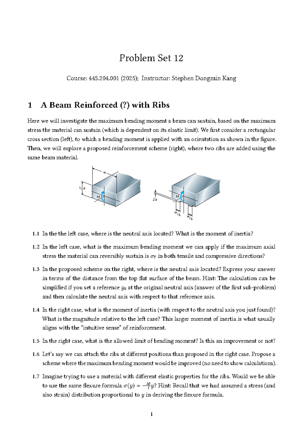 Problem Set 12 - Beam Reinforcement Analysis (445.204.001) - Studocu