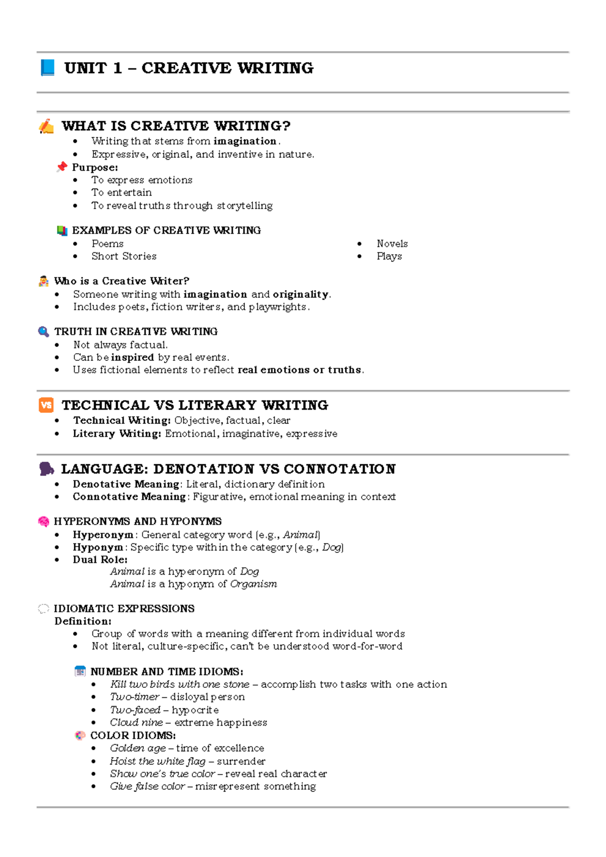 LANG ELEC 1 Midterm Study Notes on Creative Writing and Poetry - Studocu