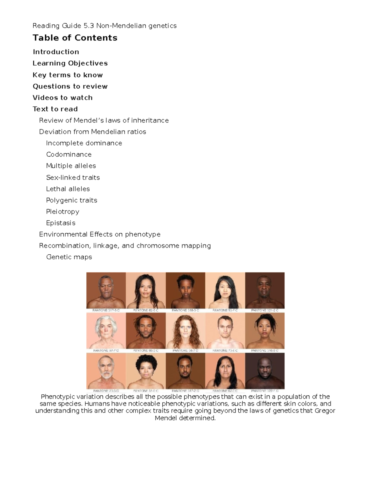 Reading Guide 5.3: Non-Mendelian Genetics and Inheritance Patterns ...