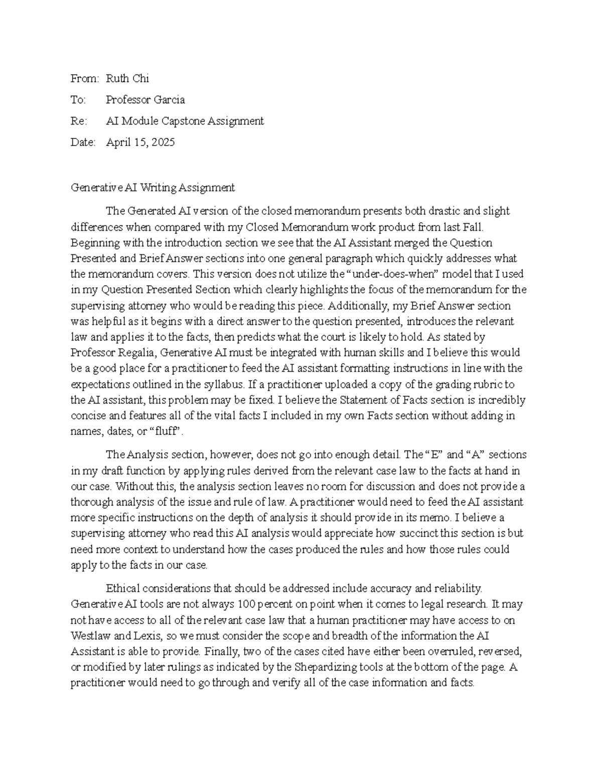 Generative AI Reflection: Capstone Assignment Analysis - Studocu