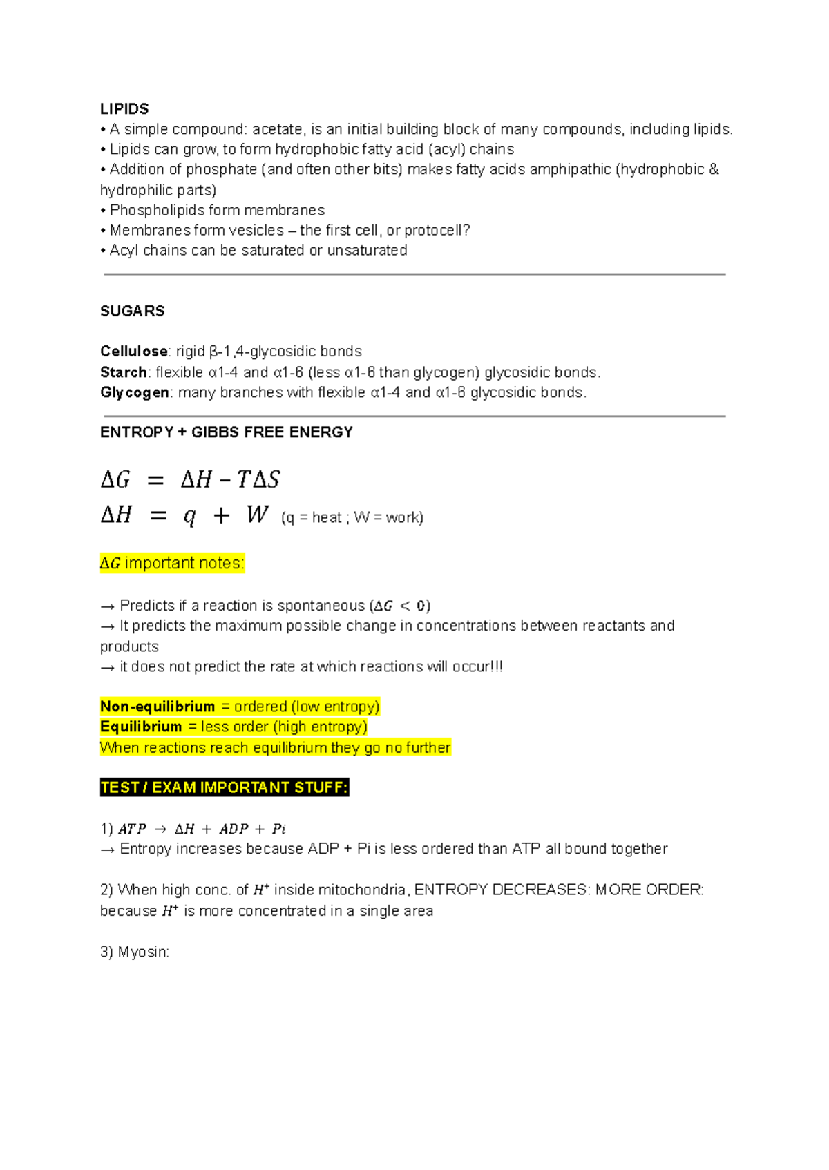Biosci 101: Comprehensive Notes on Lipids, Proteins, and Metabolism ...