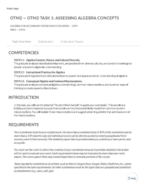 Task 1: Assessing algebra concepts in C880 mathematics teaching - Studocu