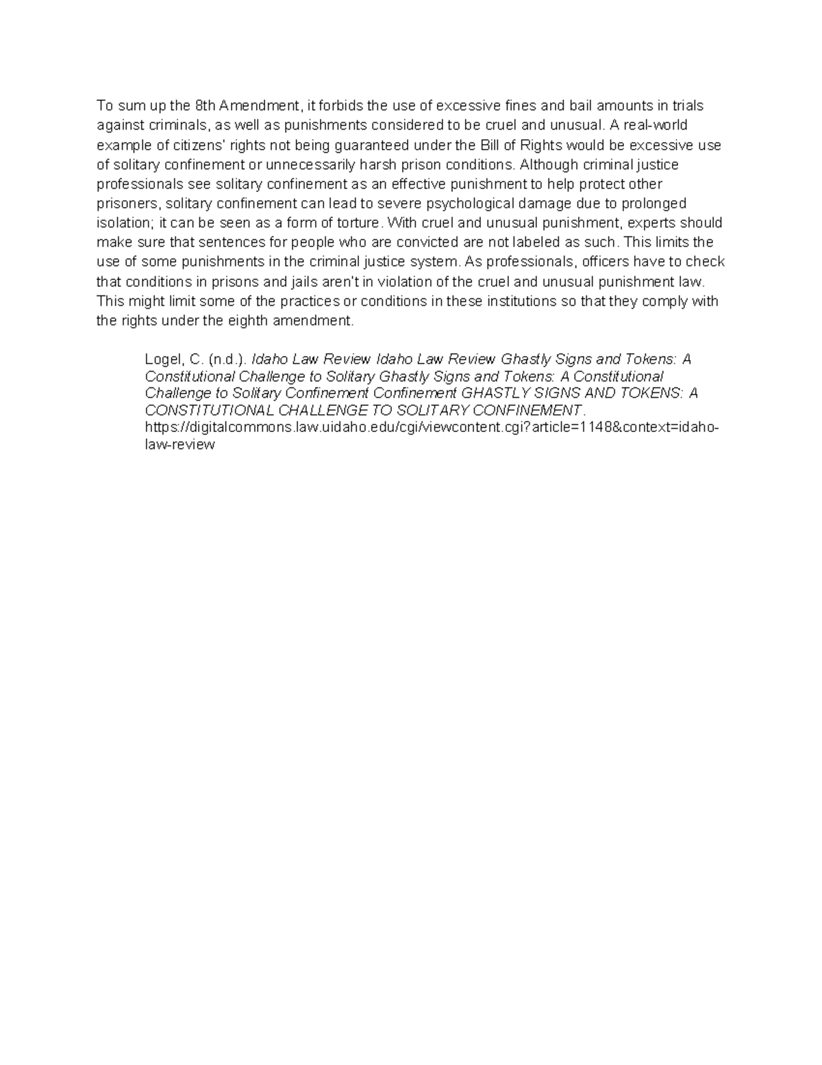 Module 3 Assignment Kayla Gibbons - To sum up the 8th Amendment, it ...
