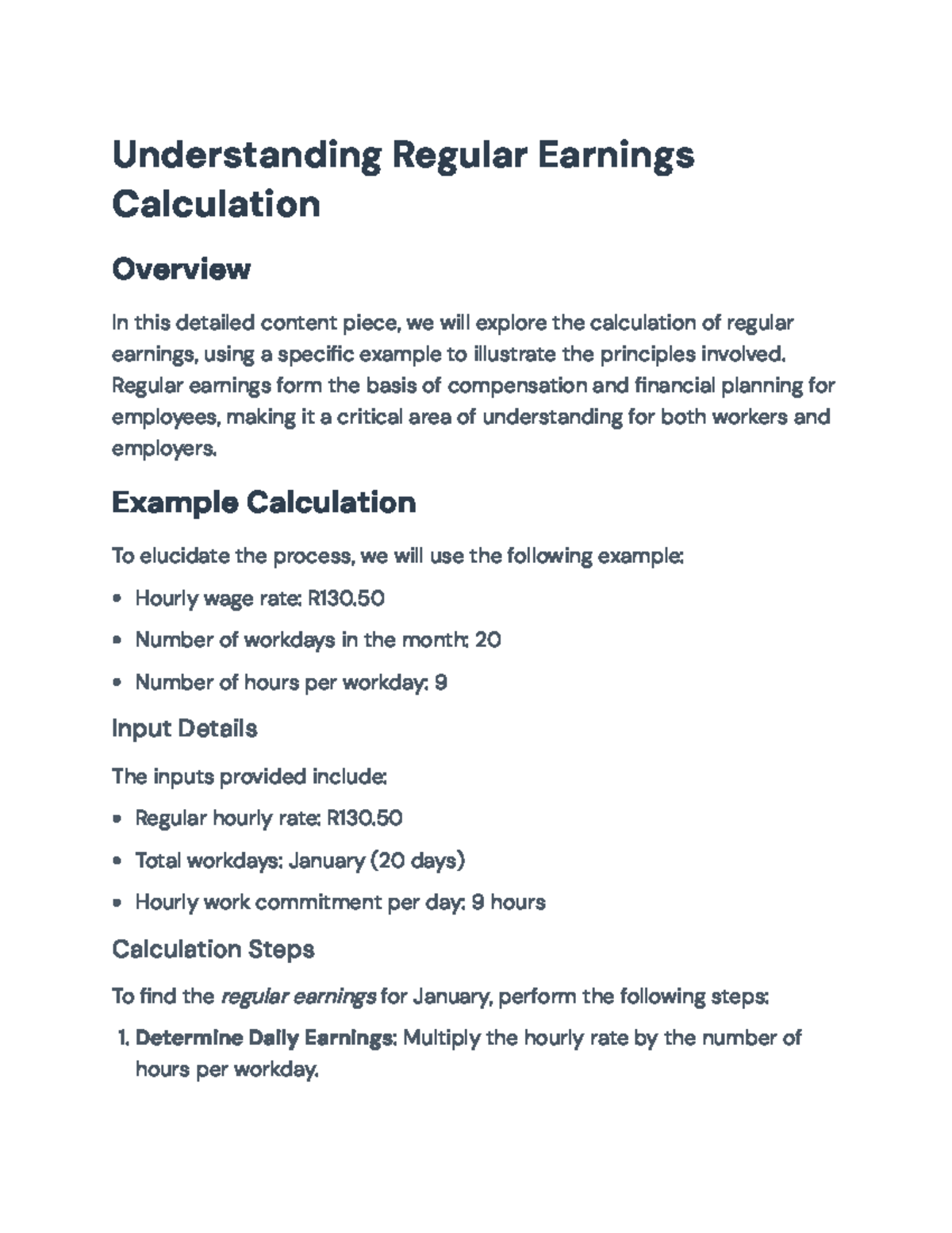 Calculating Regular Earnings: Comprehensive Guide and Example Analysis ...