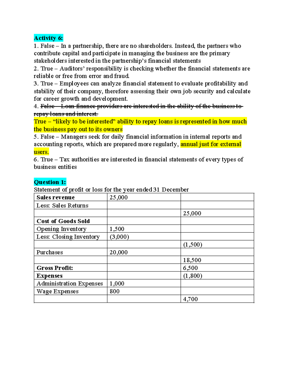 BTVN Chapter 1 F3: Financial Statements Analysis and Evaluation - Studocu