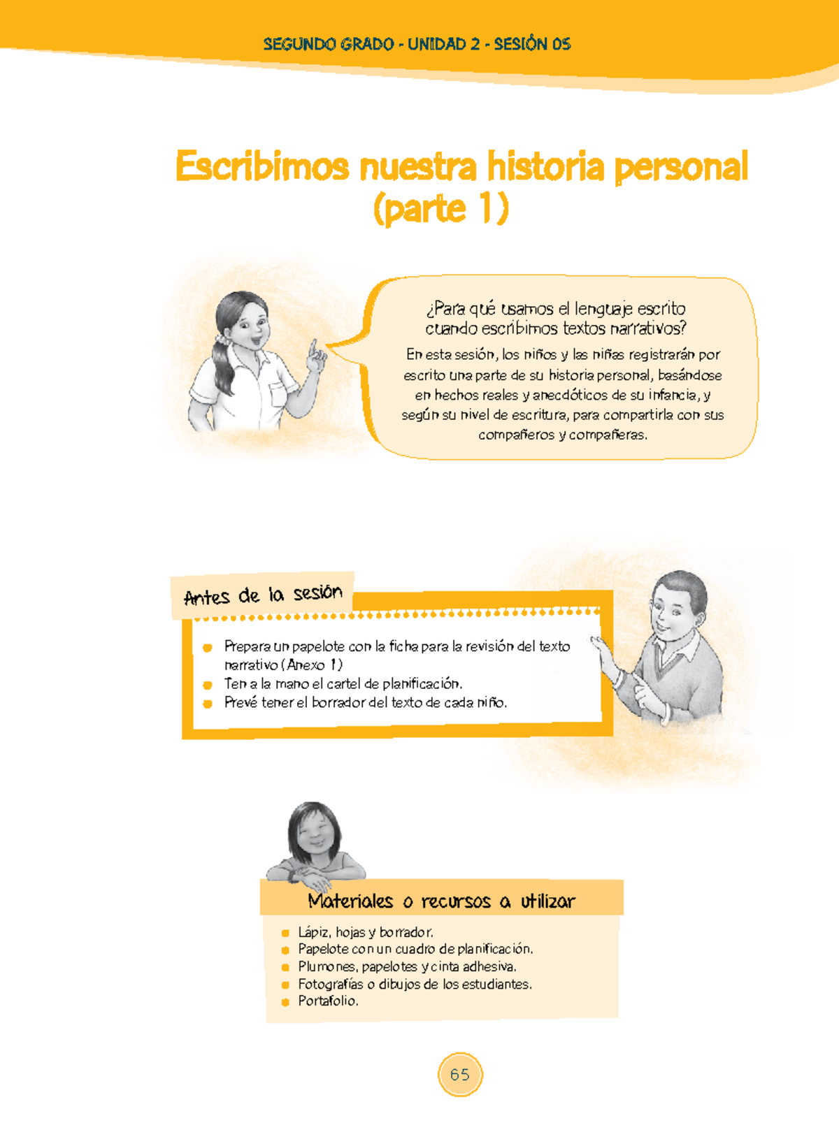 SEGUNDO GRADO Unidad 2 Sesión 05: Escribimos Nuestra Historia Personal ...