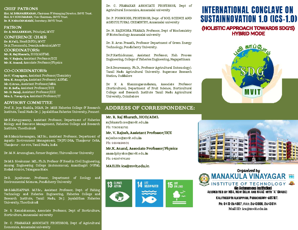 International Conclave on Sustainnovation 2024 (ICS-1) Brochure - Studocu