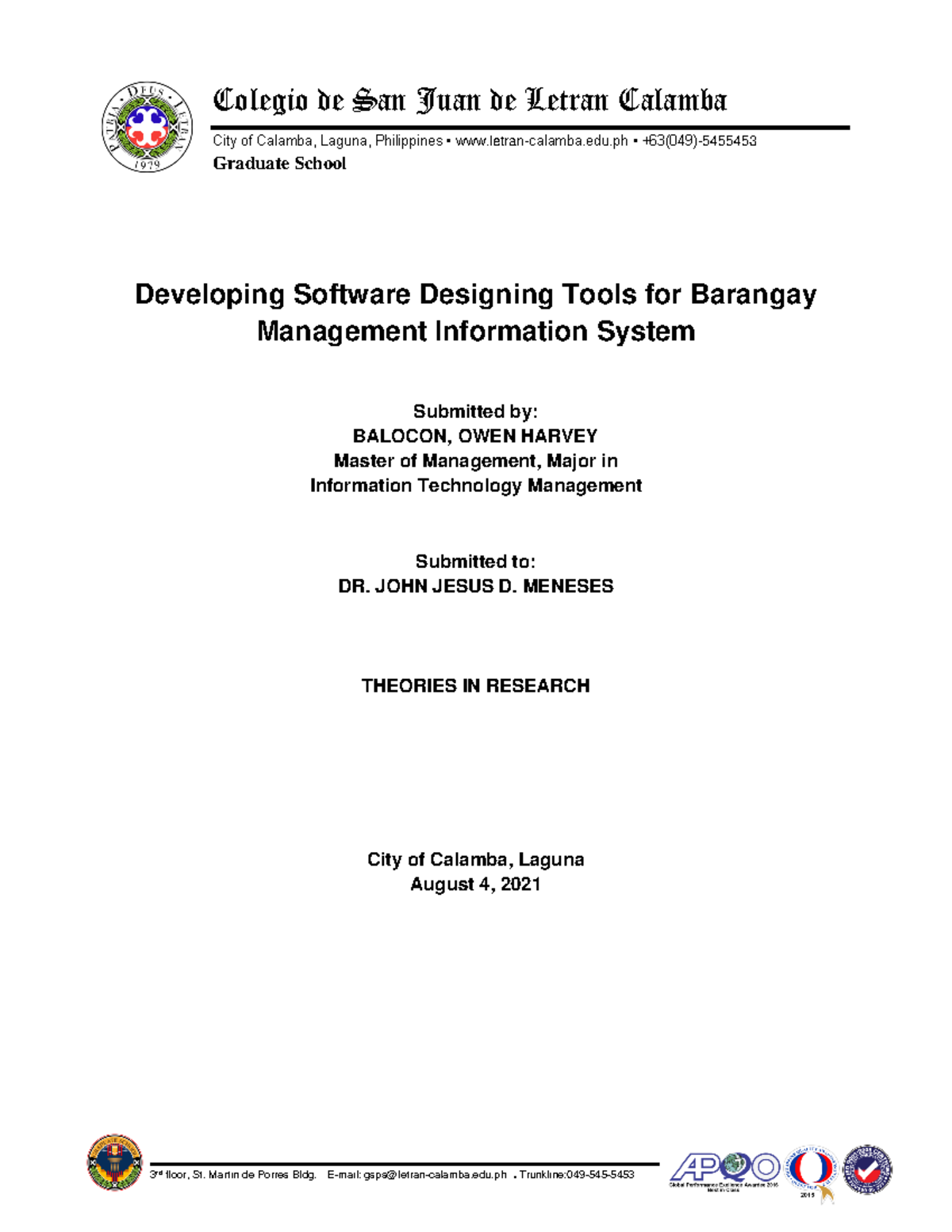 Balocon Owen Harvey's Final Manuscript on Barangay MIS Development ...