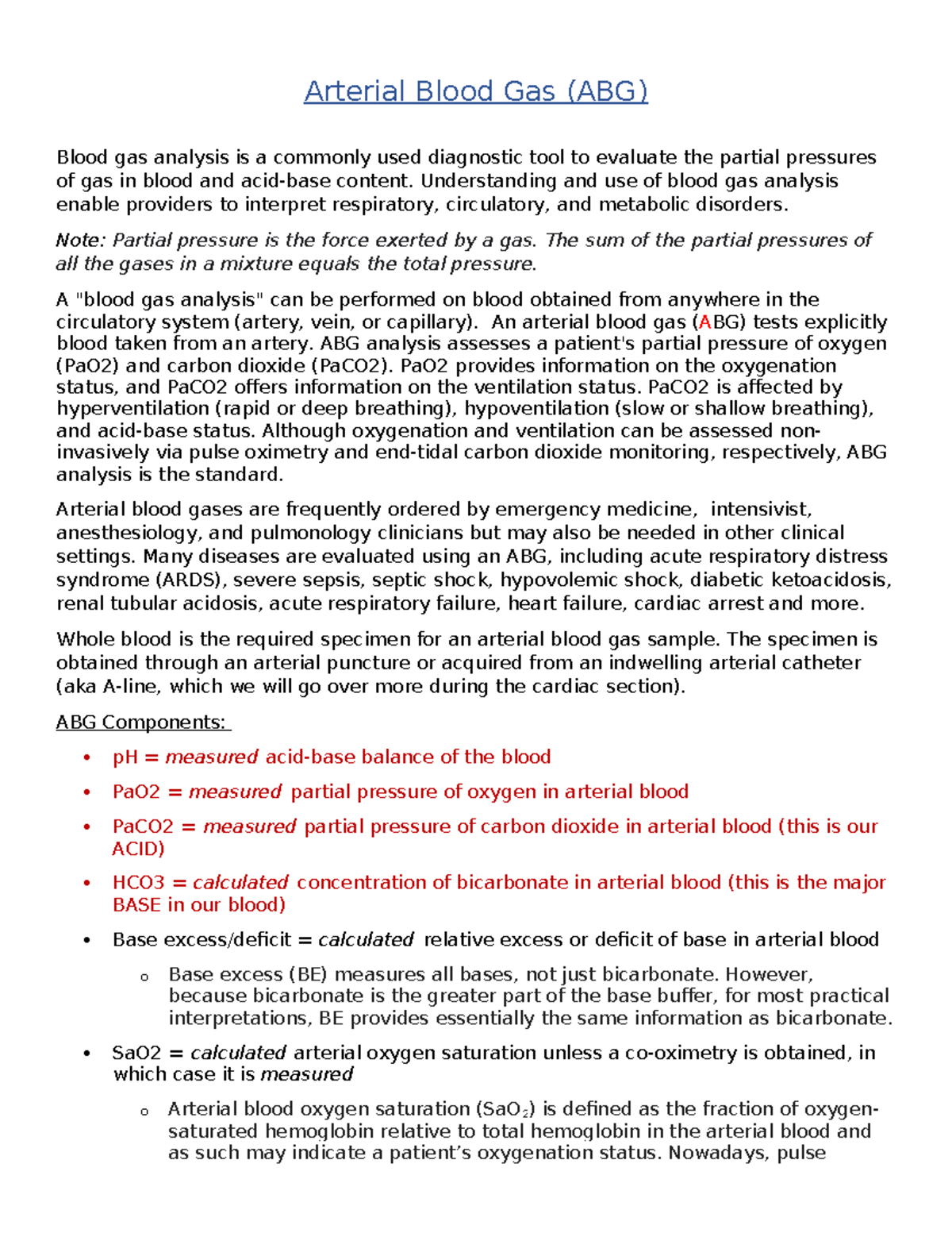 ABG Practice Worksheet for Clinical Analysis and Interpretation - Studocu