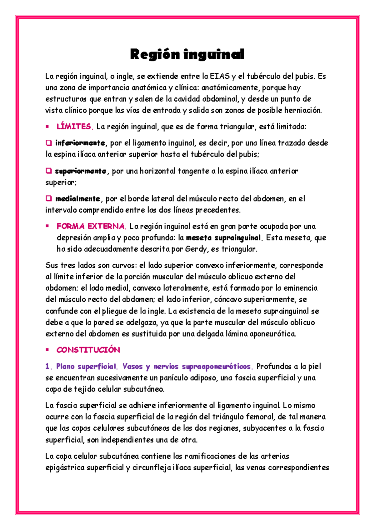 R. Inginal - Repaso Anato 2: Región Inguinal y Estructuras Clave - Studocu