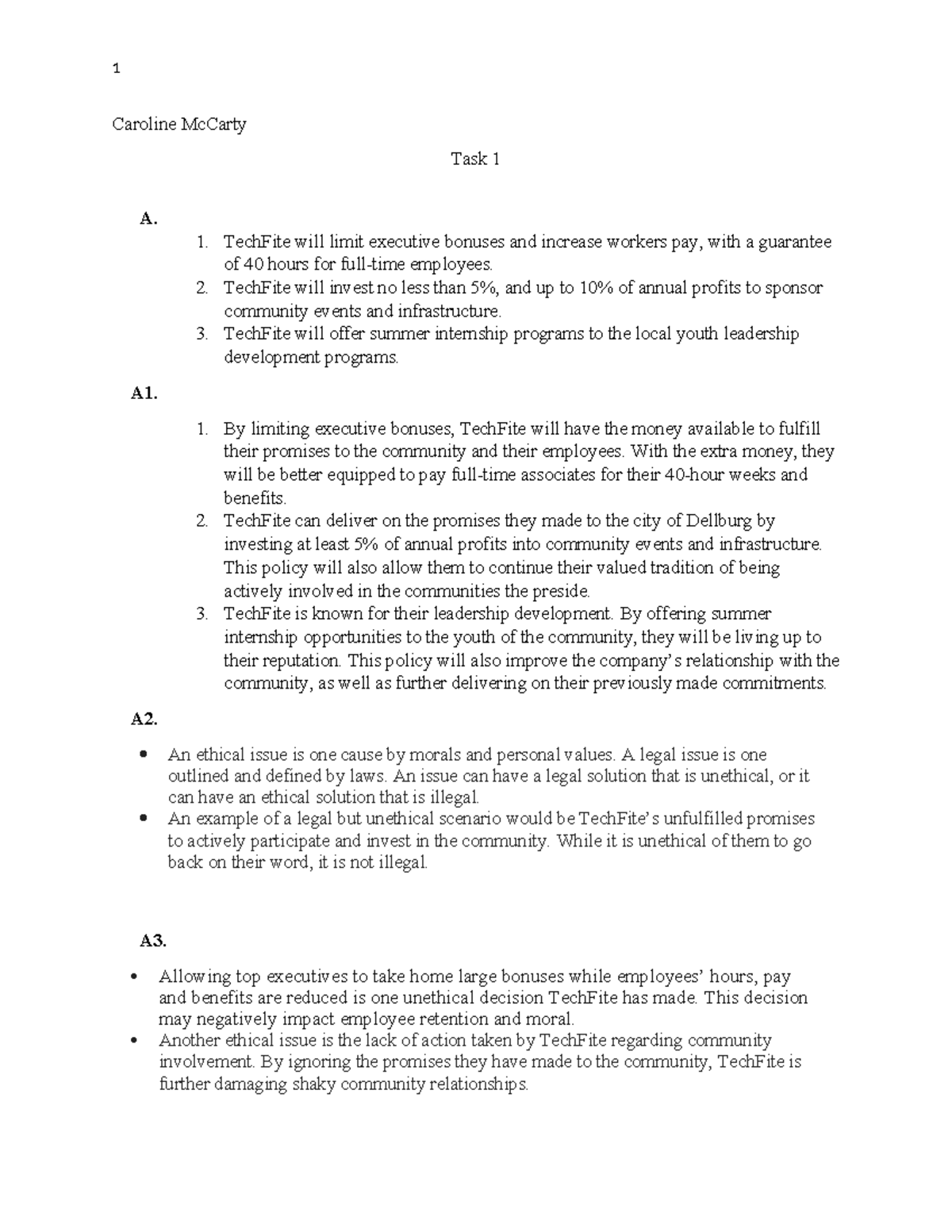 C717 Task 1 - TechFite's Ethical Commitment and Community Engagement ...