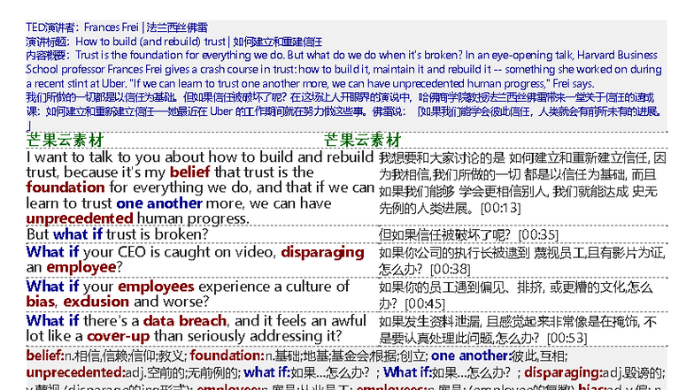 Frances Frei 2018 [法兰西丝佛雷] Trust Building & Rebuilding Strategies - Studocu