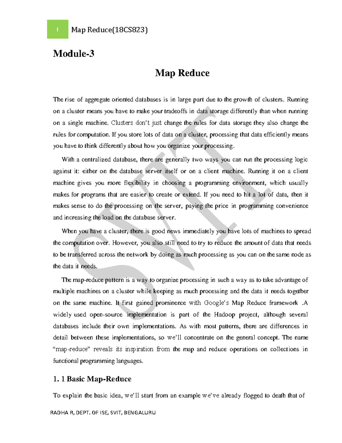 No SQL-Module 3 Notes - Module- 3 Map Reduce The rise of aggregate ...