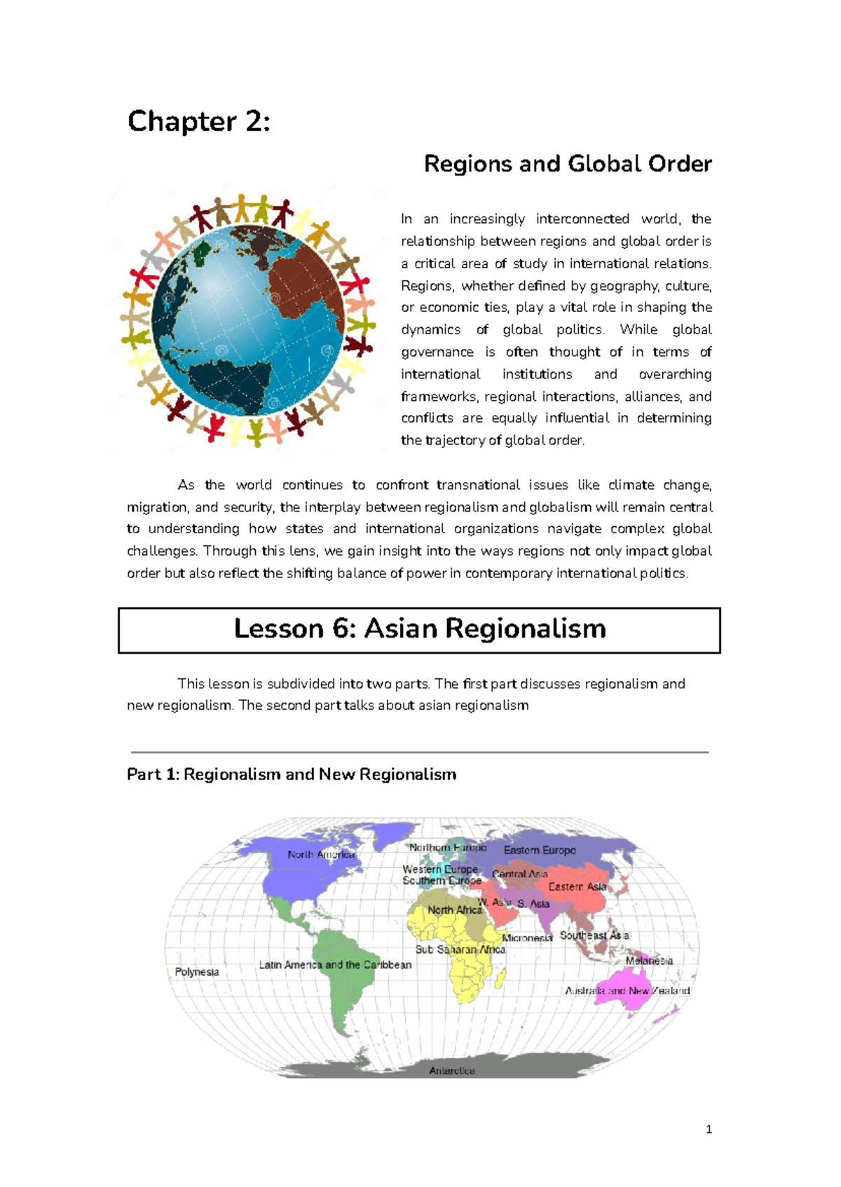 Lesson 7: Asian Regionalism and Global Order Analysis - Studocu