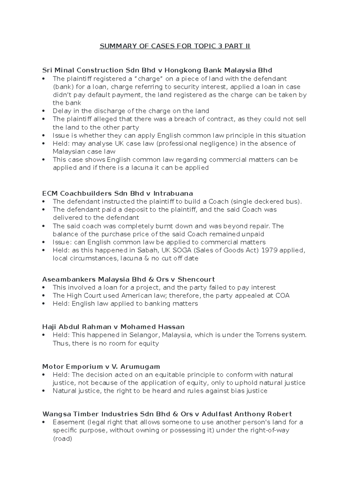 Case Summaries for Topic 3 Part II: Legal Principles & Applications ...