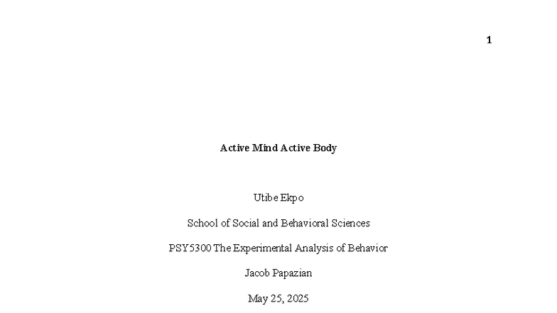 Applying Melioration Theory to Strength Training in ASD: PSY5300 - Studocu