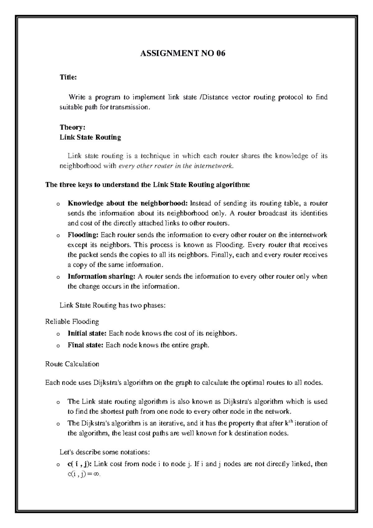 Exp 06: Link State & Distance Vector Routing Protocol Implementation ...
