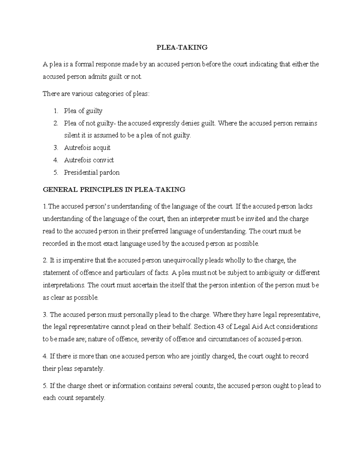 Plea-Taking Principles: Autrefois Acquit Explained (Law 202) - Studocu