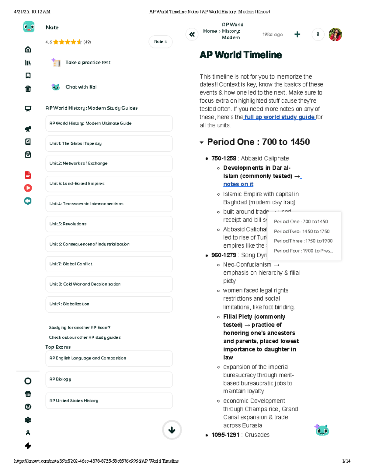AP World Timeline Notes AP World History Modern Knowt - Note 4 ( 49 ...