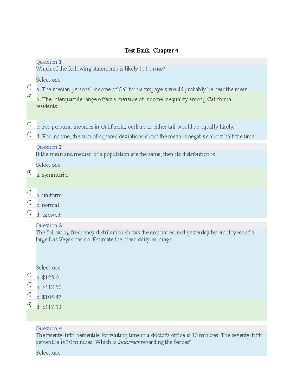 SB Test Bank Chapter 4 - Hope it helps - Test Bank Chapter 4 Question 1 ...