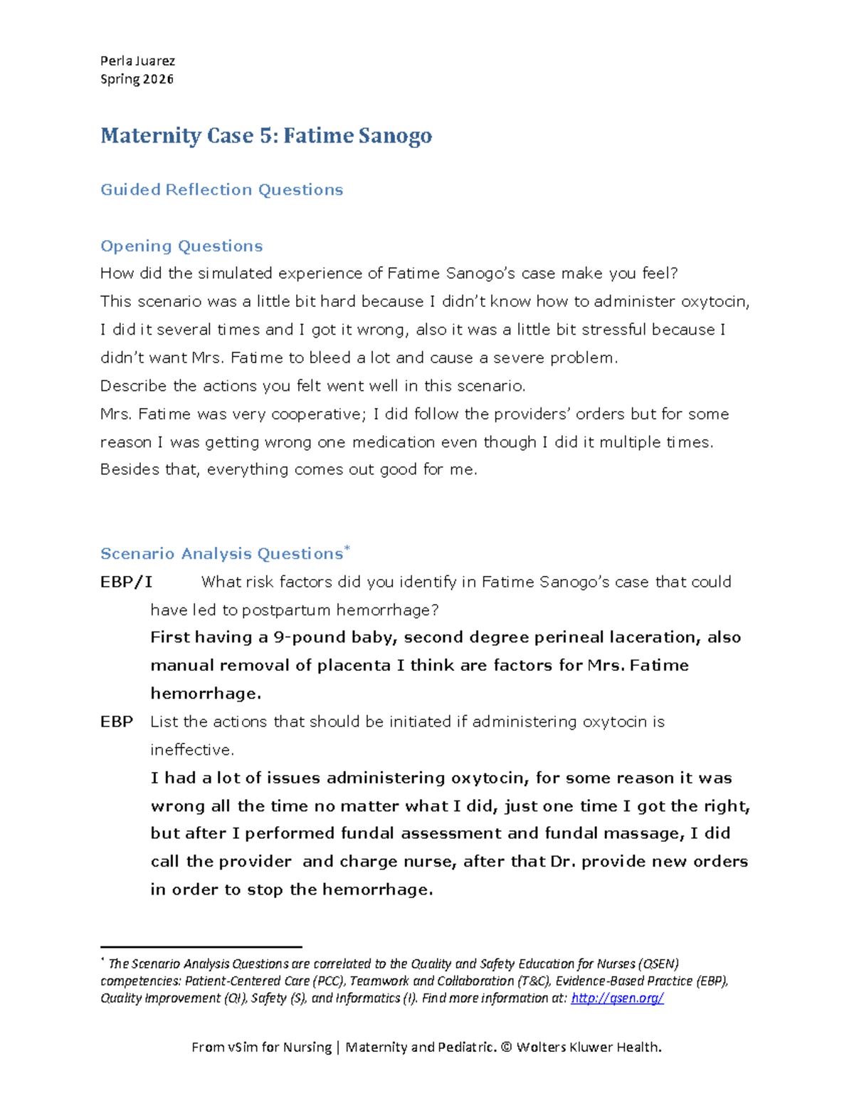 Spring 2026 Maternity Case Study: Fatime Sanogo Reflection Questions ...