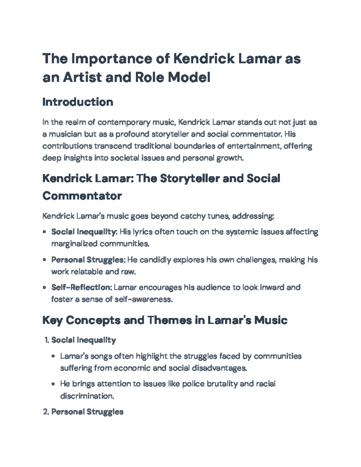 Kendrick Lamar: Artist & Social Commentator Analysis (ENG 101) - Studocu