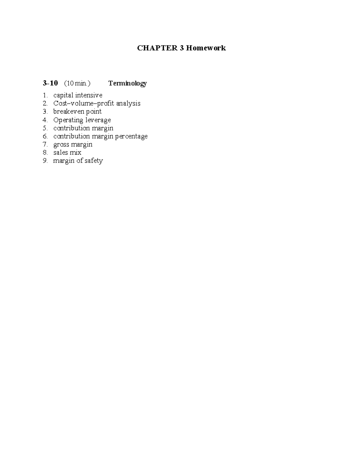 Chapter 3 Homework Answers: CVP Analysis & Breakeven Calculations - Studocu