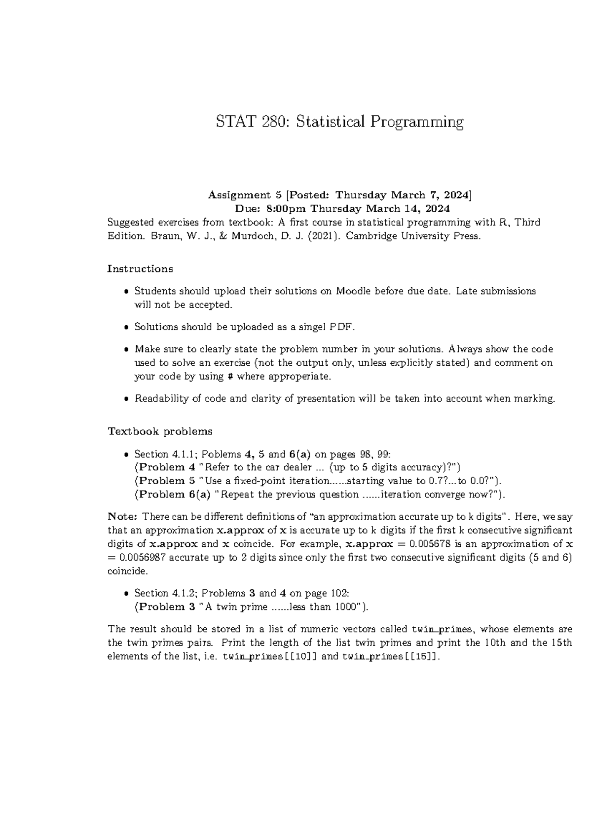 Assignment 5 STAT 280 - STAT 280: Statistical Programming Assignment 5 ...