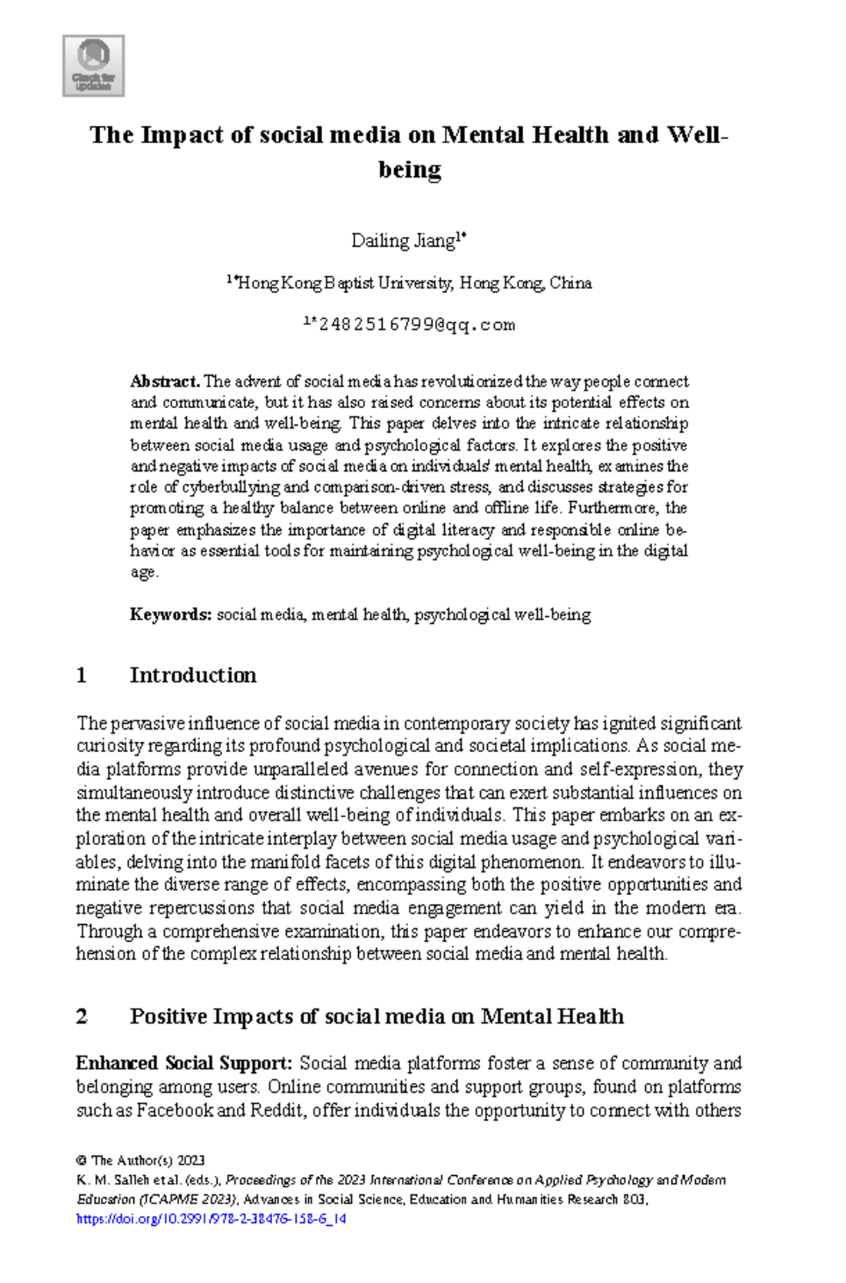 125995288 - The Impact of Social Media on Mental Health: An Analysis ...