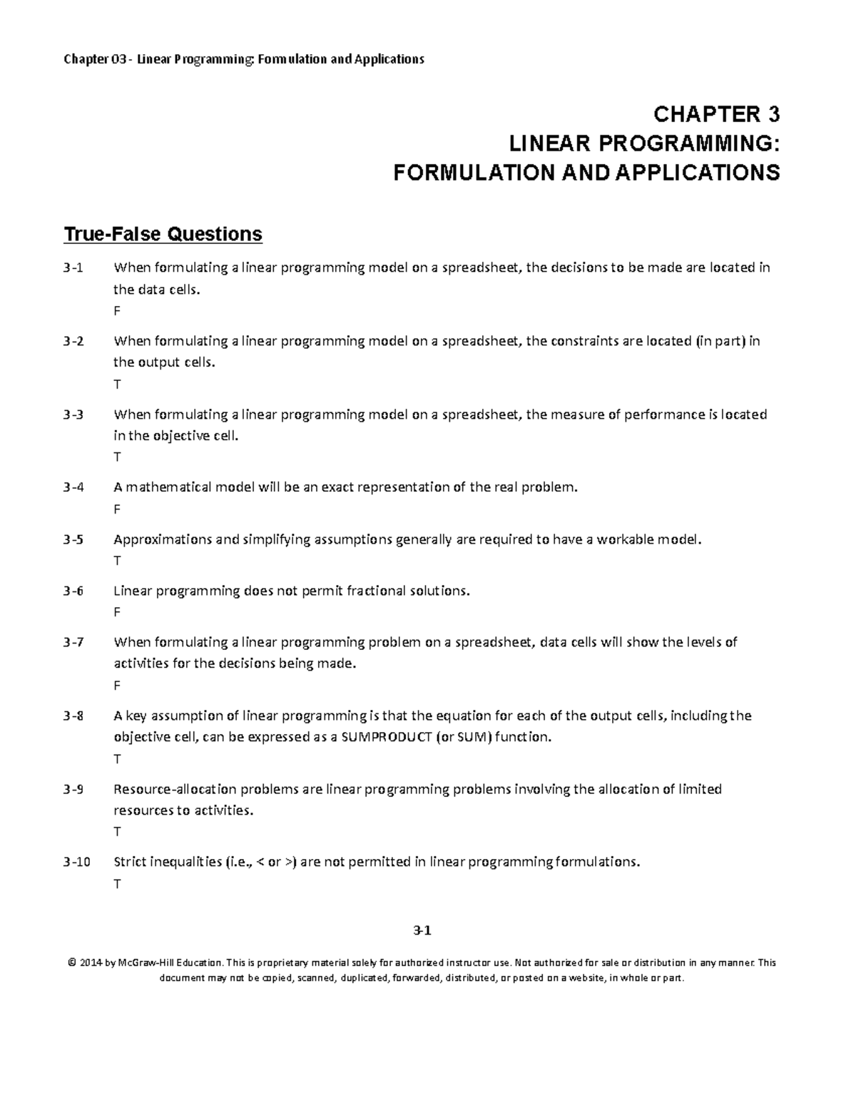 TBChap 003 - Linear Programming: Formulation & Applications Guide - Studocu