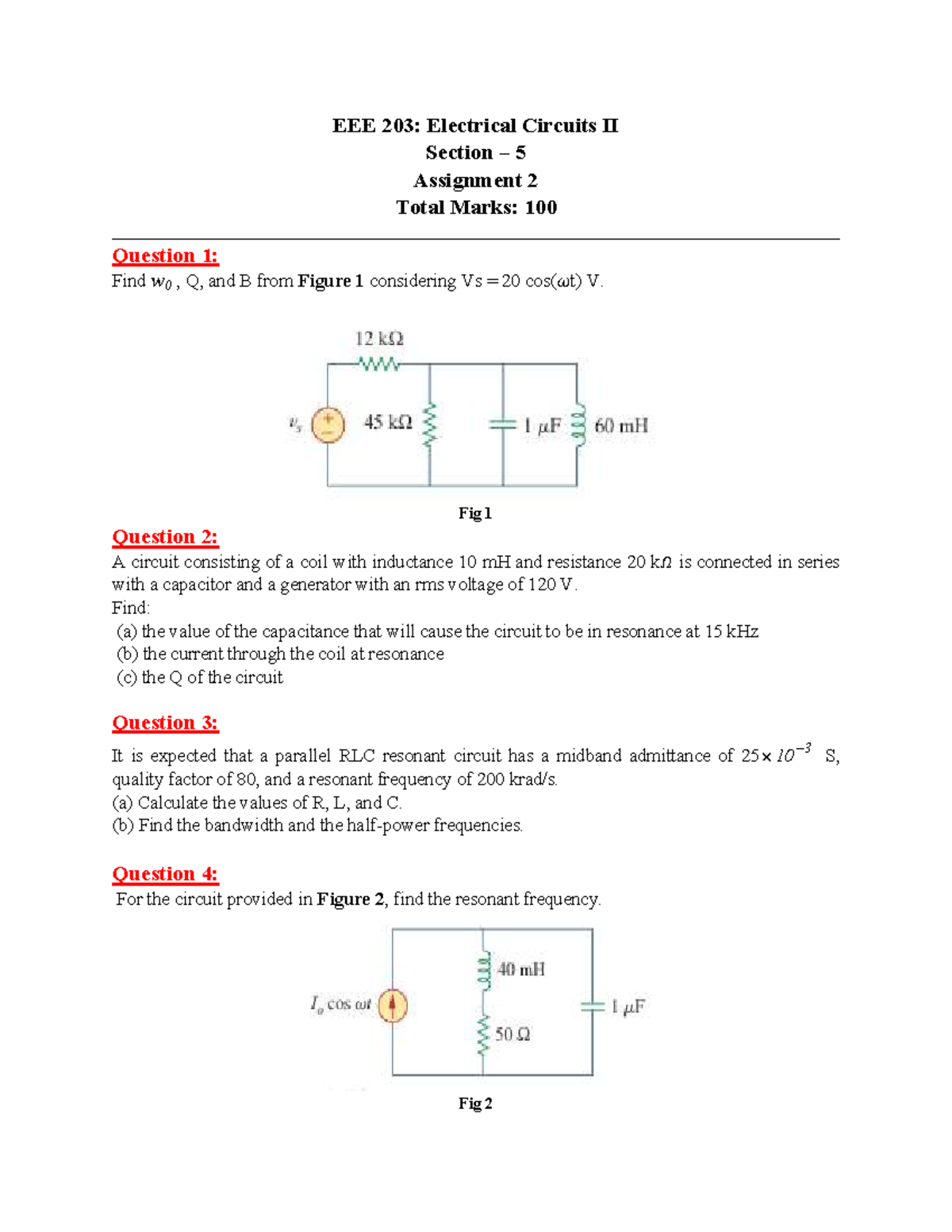EEE 203 Electrical Circuits II Assignment 2 Solutions - Studocu