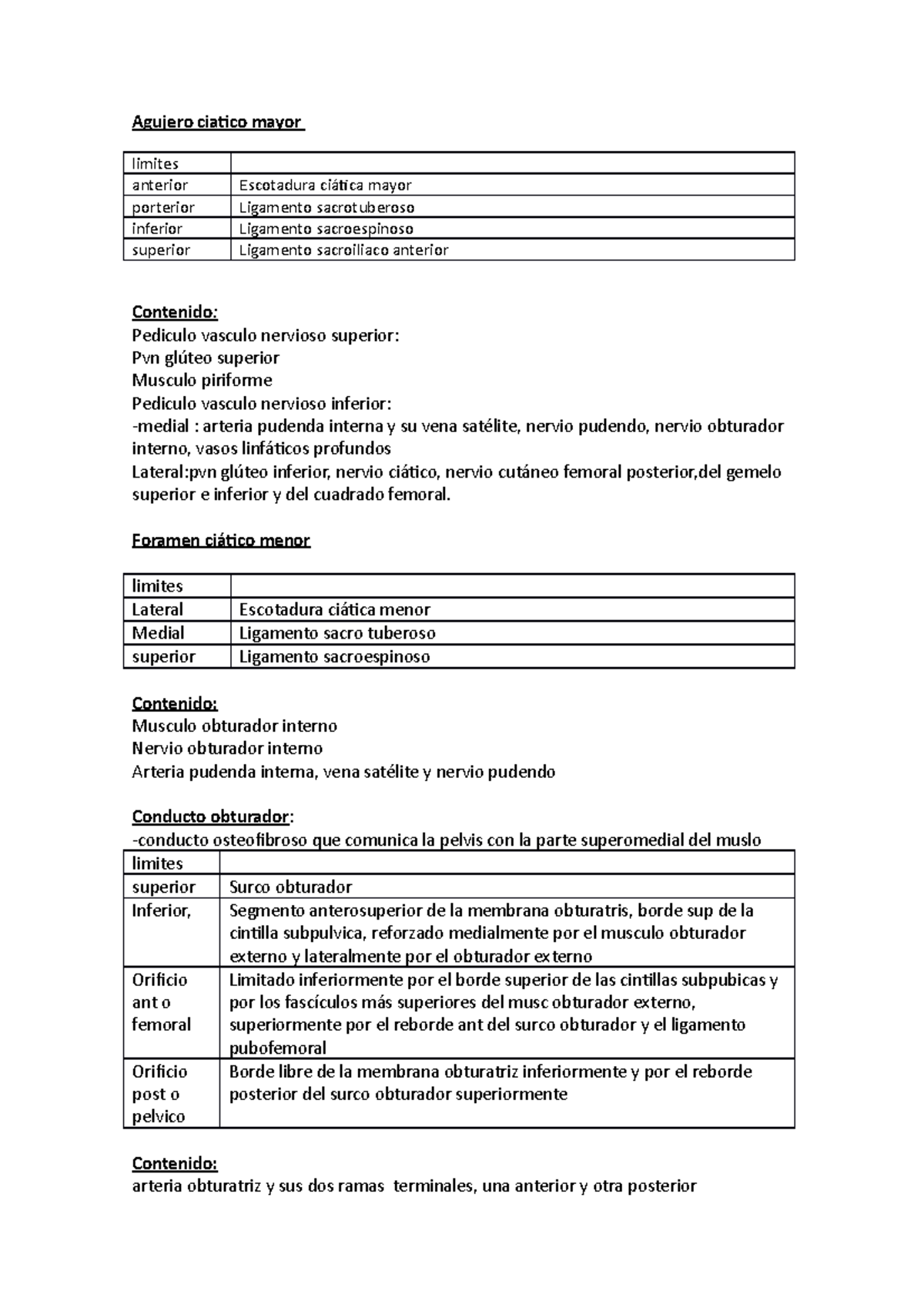 Contenido Del Agujero Ciático Menor PELVIS: Promontorio. Agujero