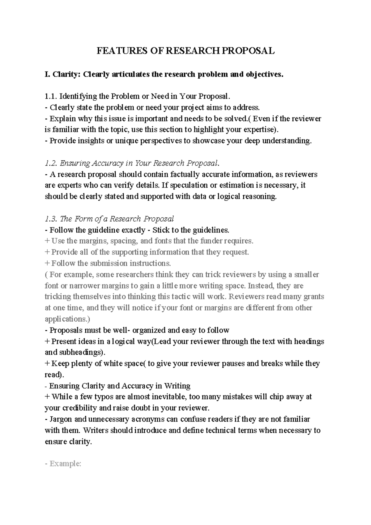 3. Key Features of a Research Proposal: Clarity & Methodology - Studocu