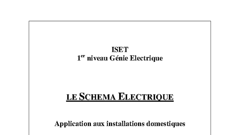 Cours Schémas Électrique - ISET 1 ####### er niveau Génie Electrique L ...