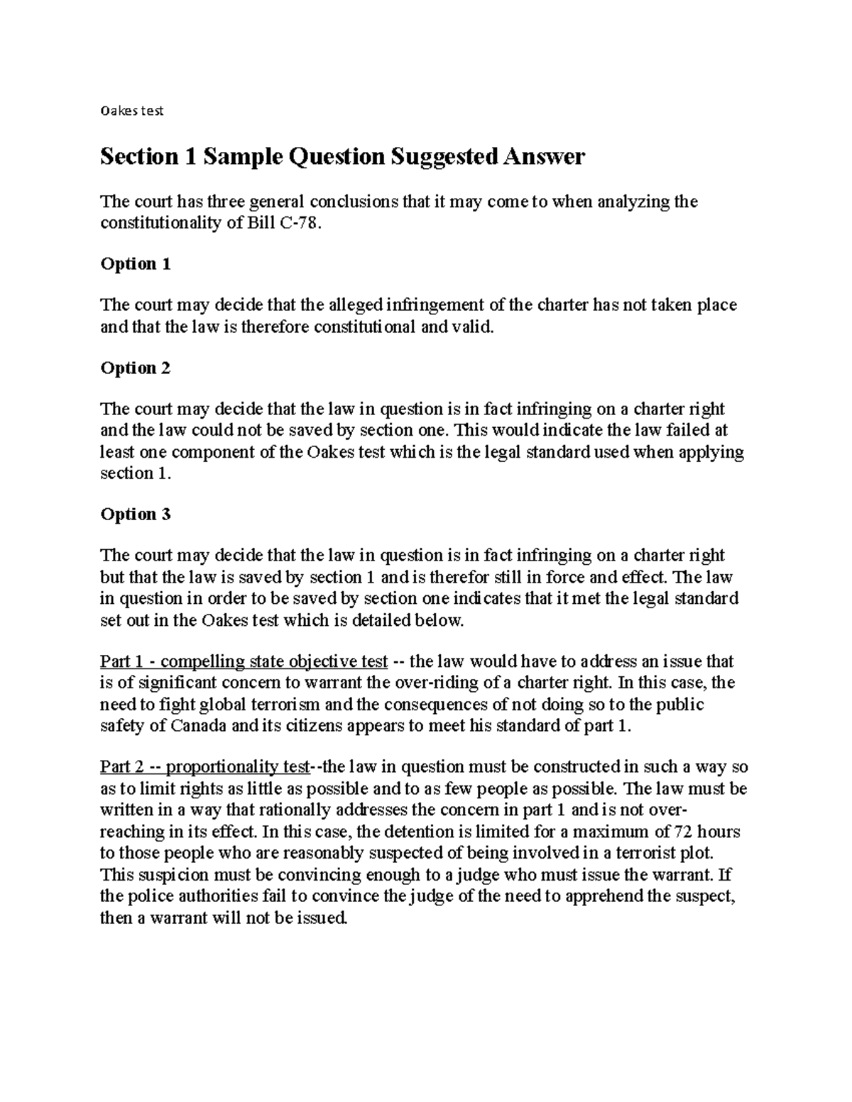 Understanding the Oakes Test: Analysis & Application Guidelines - Studocu