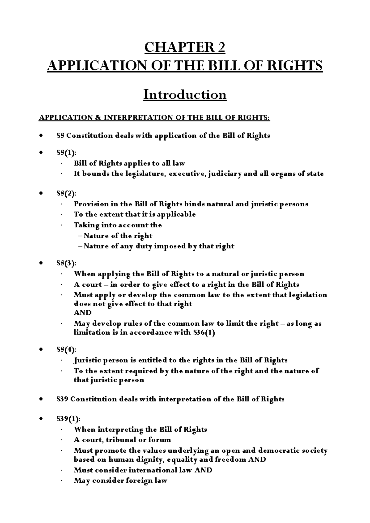 Chapter 2 - Analyzing the Application of the Bill of Rights in Human ...