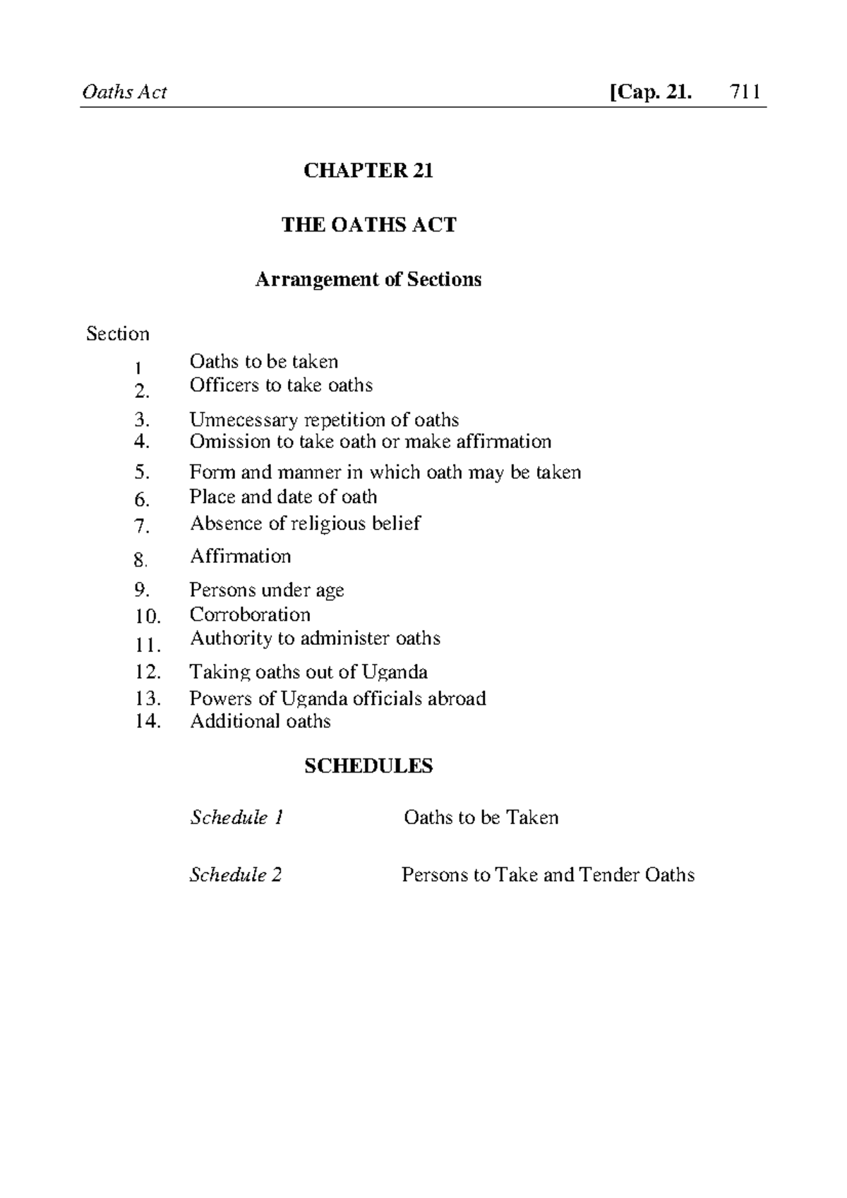 Oaths Act 21: Comprehensive Overview of the Oaths Act Provisions - Studocu