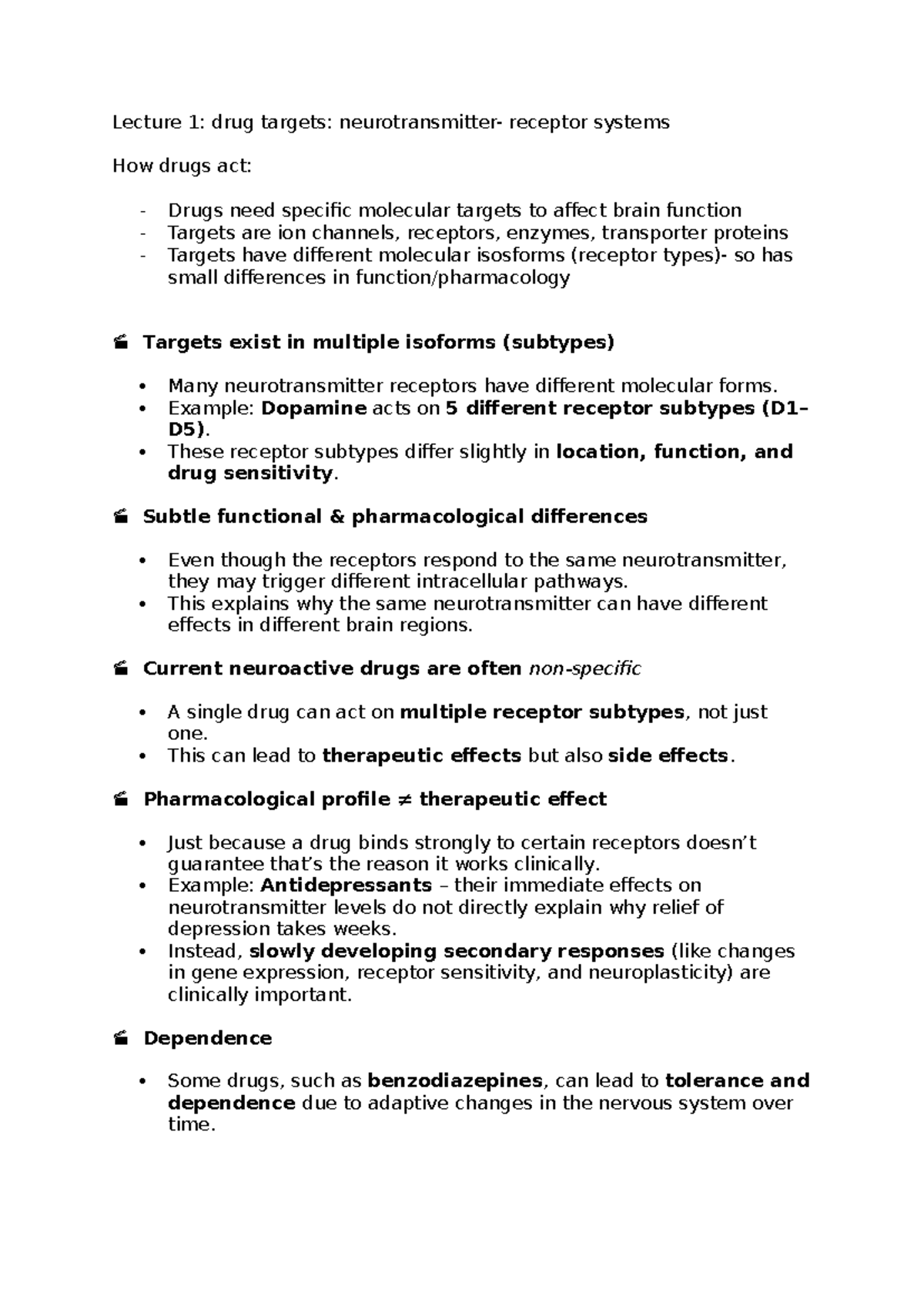 Lecture 1: Drug Targets and Receptor Systems - Notes (LLPP) - Studocu