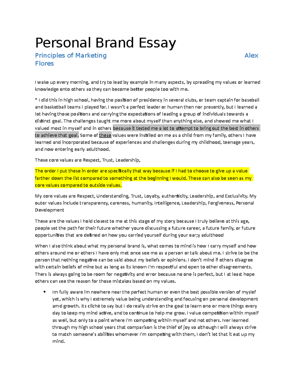 Personal Brand essay - Not finished, only uploaded to gain access to a ...