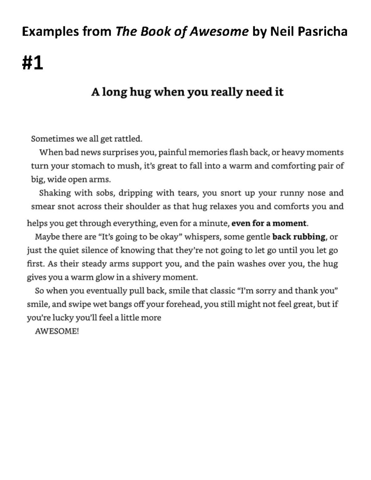 Examples of Awesome Moments from Neil Pasricha's Book - Studocu