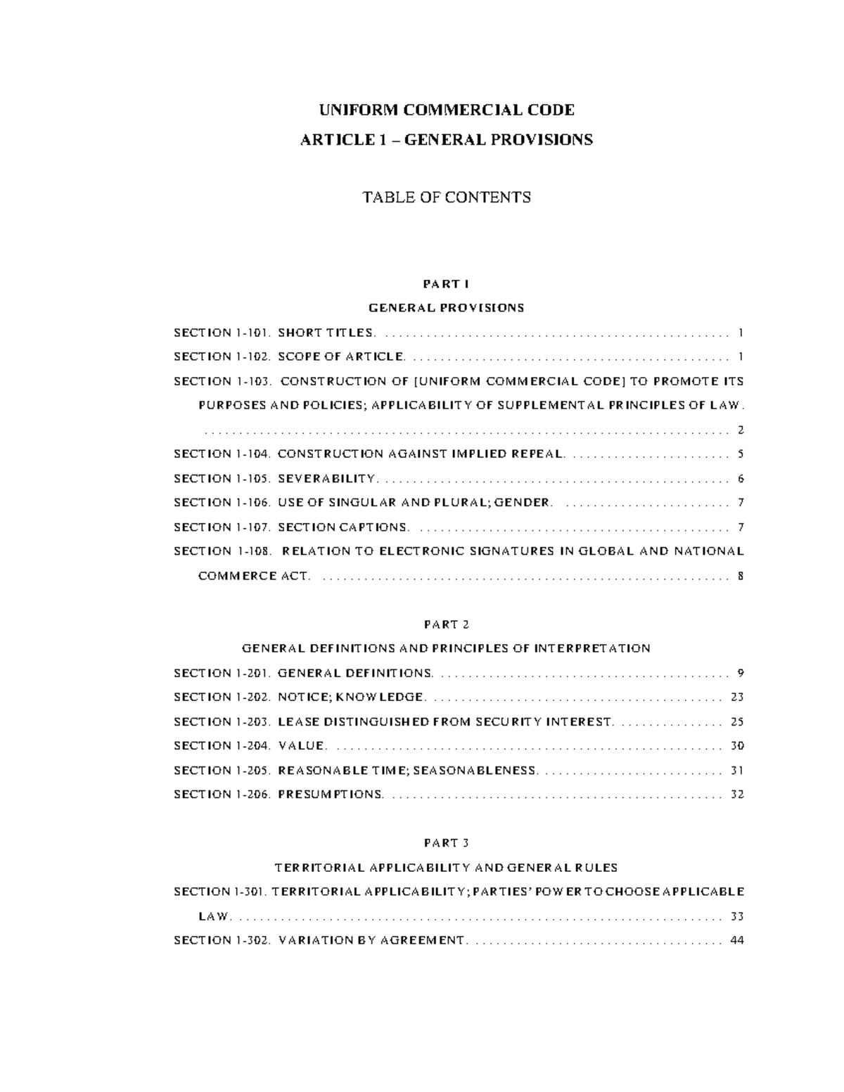 UCC Article 1: General Provisions Overview and Interpretations - Studocu