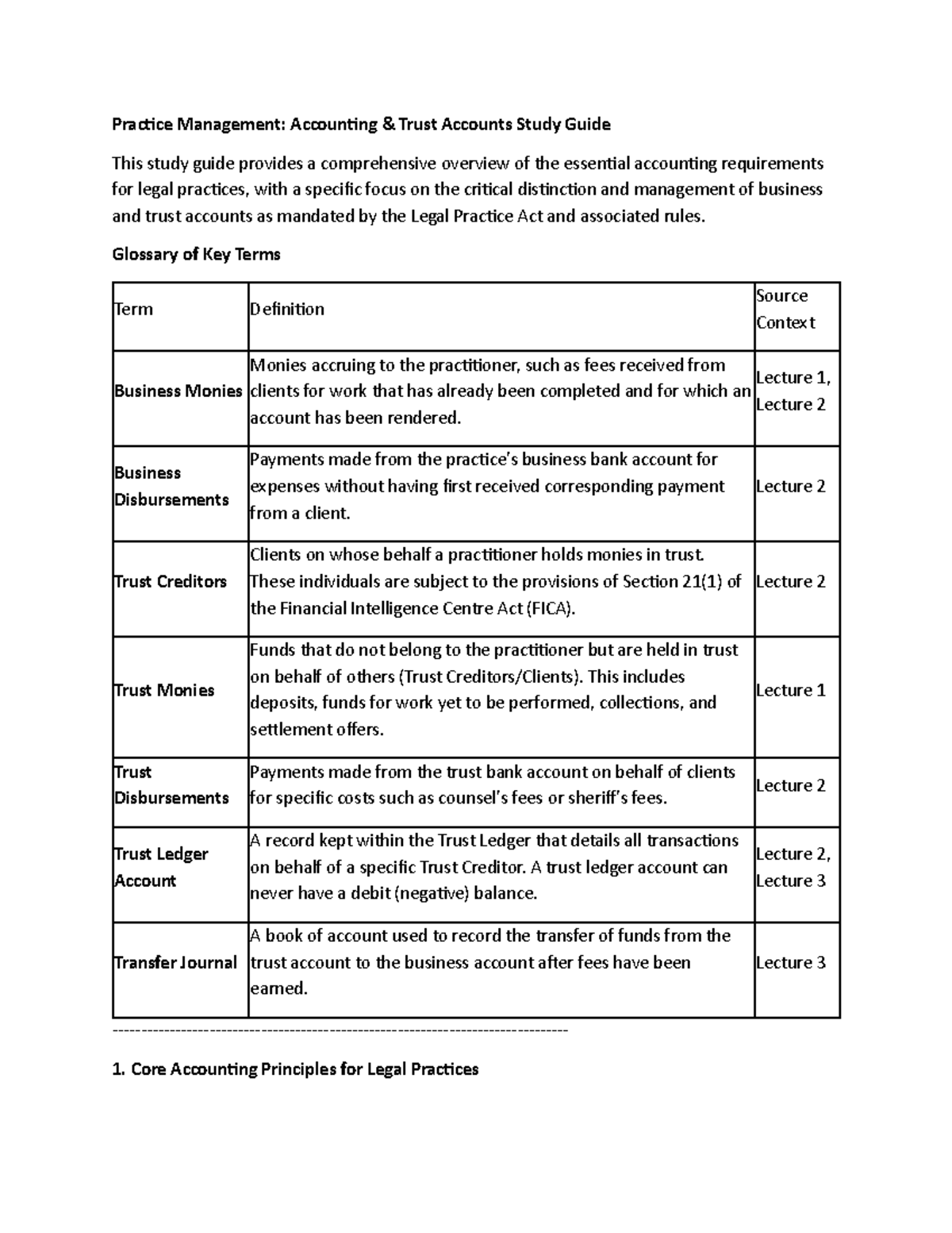 Study Guide: Practice Management - Accounting Trust Accounts (Final ...