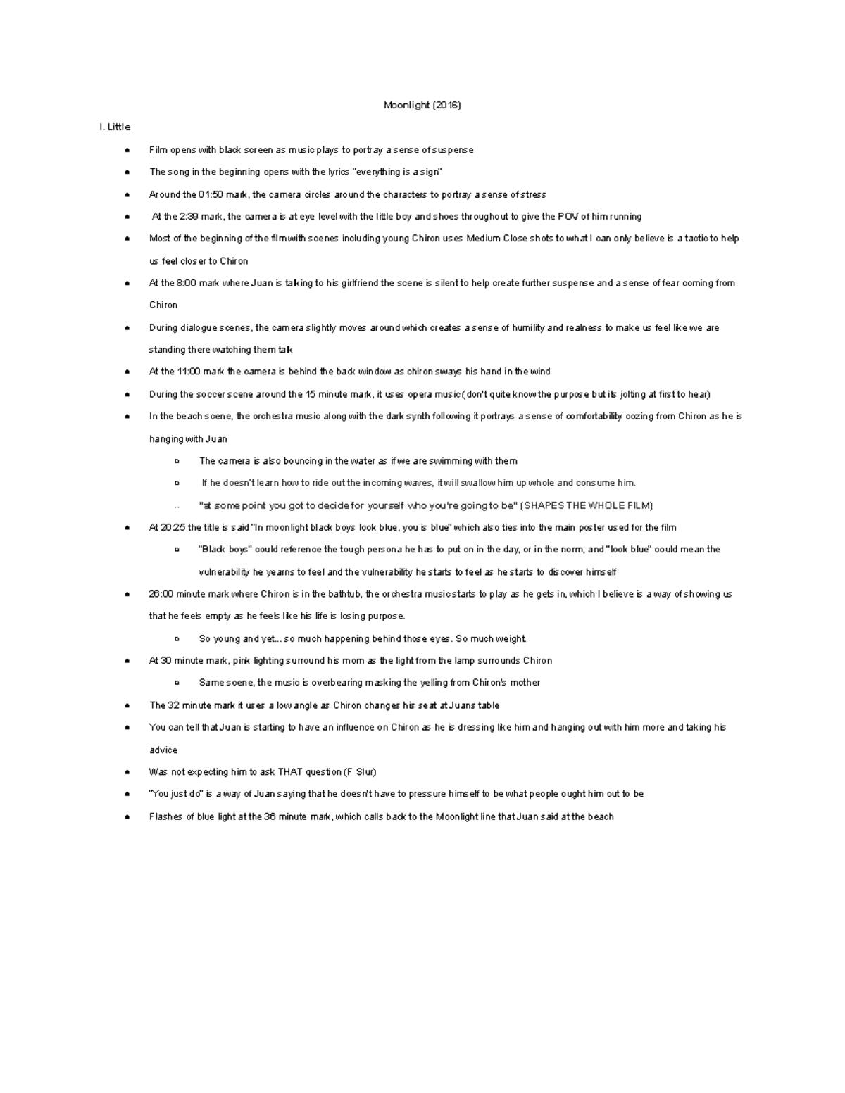 Moonlight (2016) - In-Depth Screening Analysis and Notes - Studocu