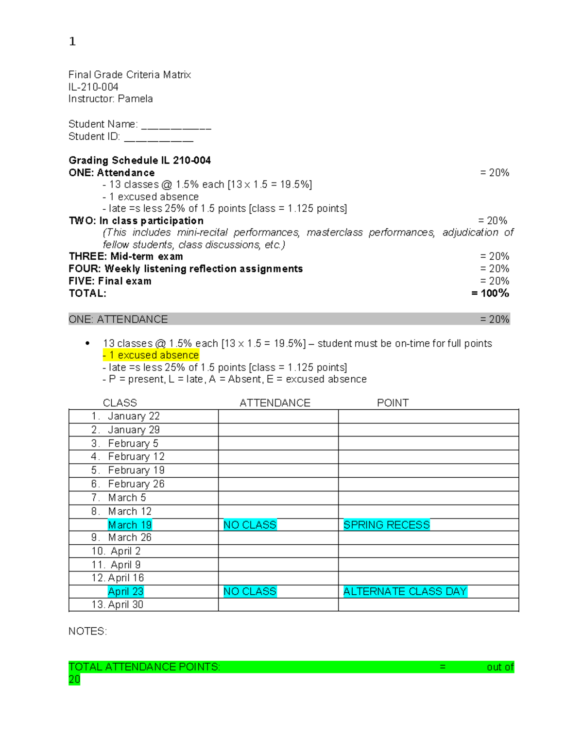 DEMO- Fiverr blank IL Grading Rubric - Final Grade Criteria Matrix IL ...