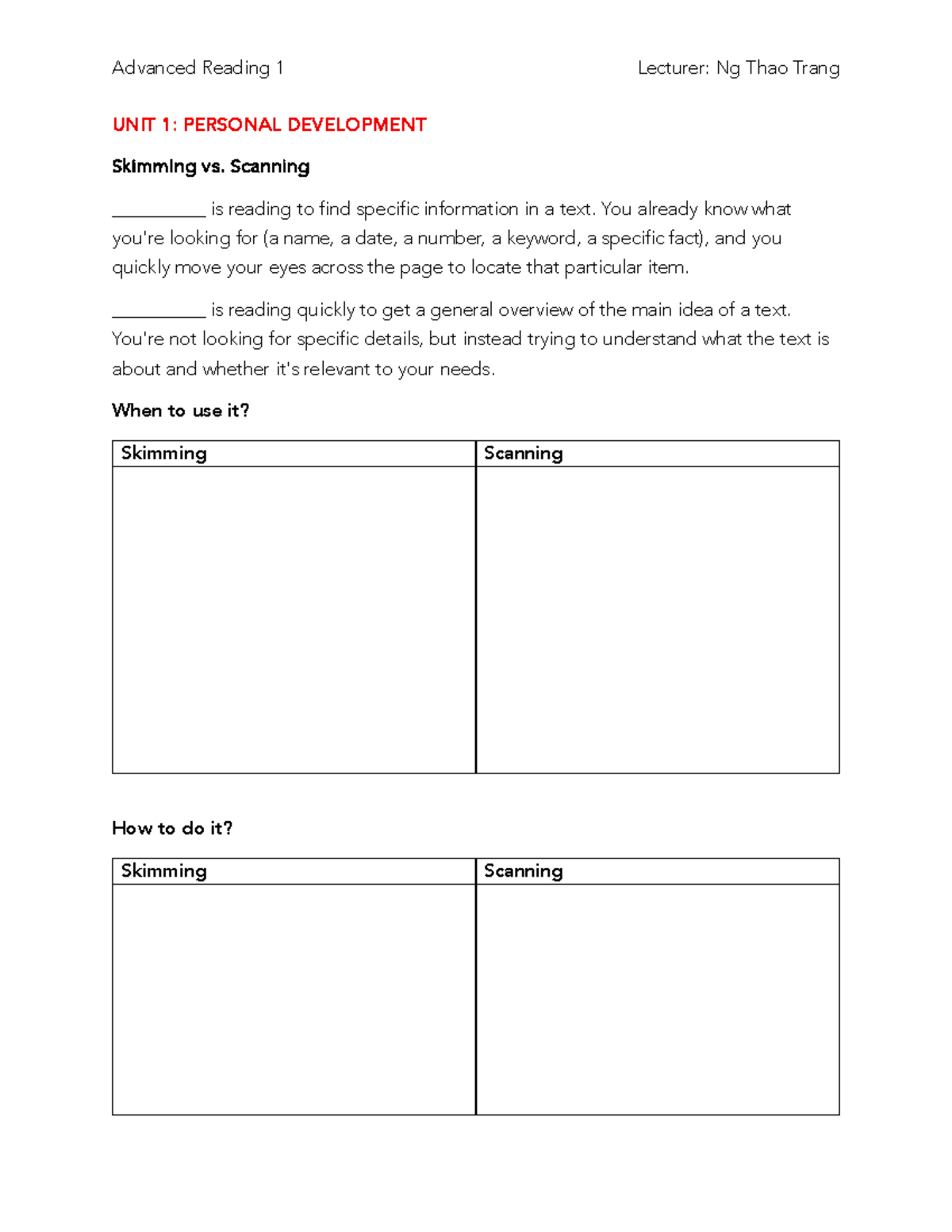 AR 1 - Reading Practice: Units 1-4 Overview and Key Concepts - Studocu