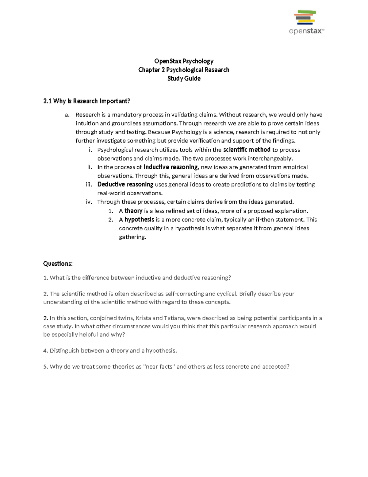 Psychology Study Guide: Chapter 2 - Research Methods & Ethics - Studocu